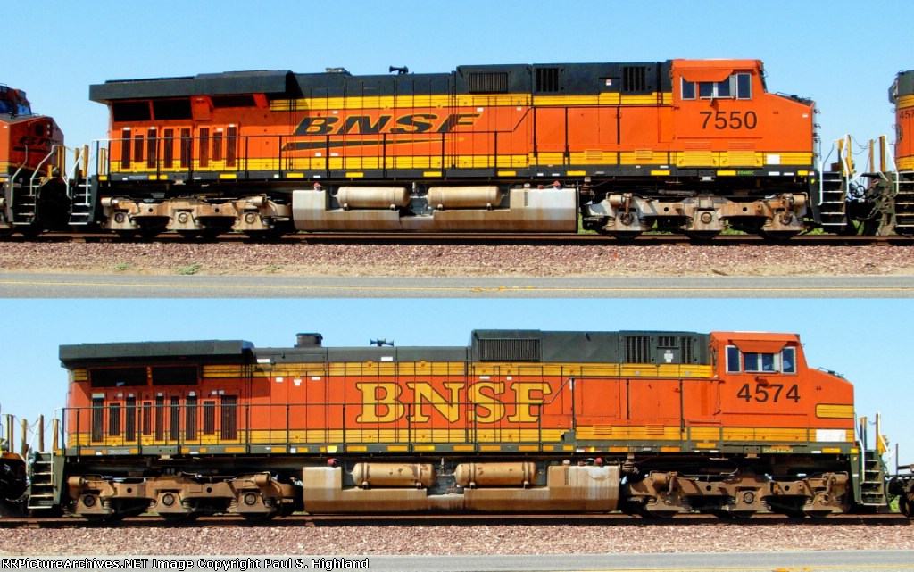 BNSF 7550 and 4574